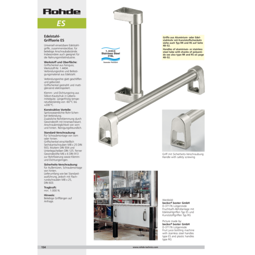 ES - Rohde AG | Aluminum, stainless steel and plastic handles